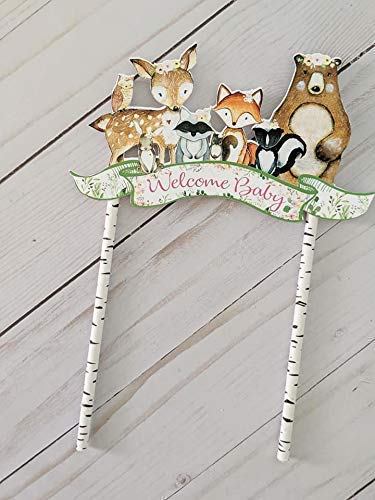 Woodland Baby Shower Cake Topper, Woodland Welcome Baby Topper, Woodland Animals, Baby Shower Decoration