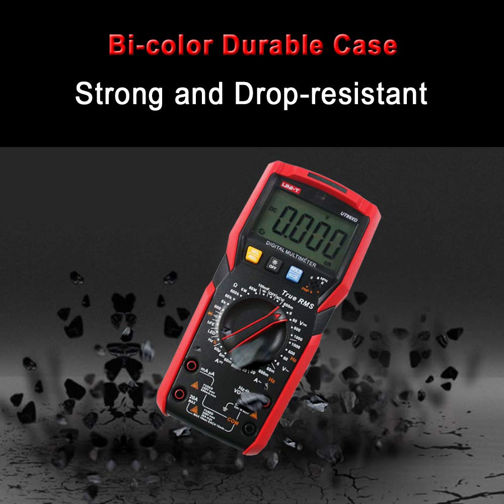 UNI-T UT89XD Digital Multimeter,TRMS 6000 Counts Volt Meter Manual Ranging,Measures AC/DC Voltage Tester,Resistance,Capacitance,Diode,NCV,Temperature,LED Test (UT89XD)