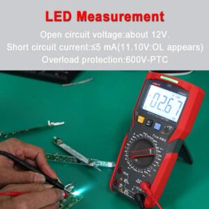 UNI-T UT89XD Digital Multimeter,TRMS 6000 Counts Volt Meter Manual Ranging,Measures AC/DC Voltage Tester,Resistance,Capacitance,Diode,NCV,Temperature,LED Test (UT89XD)