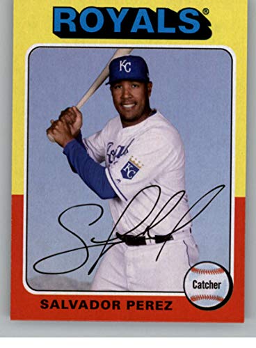 2019 Topps Archives Baseball #196 Salvador Perez Kansas City Royals (1975 Topps Design) Official MLB Trading Card