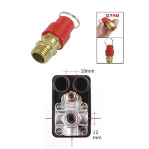 Central Pneumatic Air Compressor Pressure Switch Control Valve With 1/4"PT Thread Safety Pressure Relief Valve,Replacement Parts 90-120 PSI 4 Port 240V Air Compressor Pressure