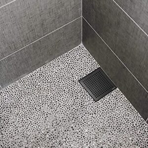 Neodrain 6-Inch Square Shower Drain with Removable Quadrato Pattern Grate,Brushed 304 Stainless Steel, with Watermark&CUPC Certified,Black