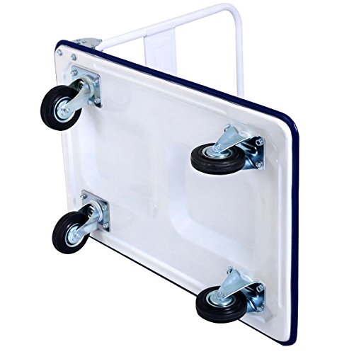 Goplus Folding Platform Cart 660 LBS Rolling Flatbed Cart Hand Platform Truck Push Dolly for Loading, Blue