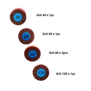 SCOTTCHEN Abrasive Flap Wheel Sander 2"x1" x 1/4" Shank Mounted Non-woven Interleaves for Drill Grit 40/60/80x2/120 - 5 Pack