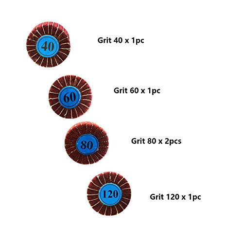 SCOTTCHEN Abrasive Flap Wheel Sander 2"x1" x 1/4" Shank Mounted Non-woven Interleaves for Drill Grit 40/60/80x2/120 - 5 Pack