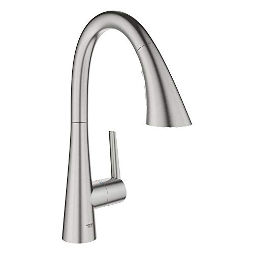 GROHE 30368DC2 Zedra Pull-Down Kitchen Faucet with sprayer Supersteel (Stainless Steel)