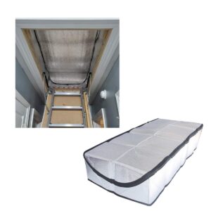 attic stairway insulation cover - premium energy saving attic stairs door ladder insulator pull down tent with zipper 25 in x 54 in x 11in (attic cover)