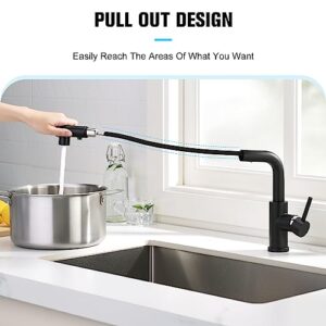 CREA Sink Faucet, Black Kitchen Faucets with Pull Down Sprayer, Bathroom Sink Faucets Mini Bar Prep Faucet Single Handle 3 or 1 Hole Kitchen Utility Faucet Laundry Outdoor Tap