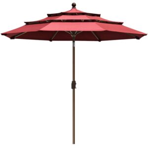 eliteshade usa 10-year-non-fading sunumbrella 9ft 3 tiers market umbrella patio umbrella outdoor table umbrella with ventilation,burgundy