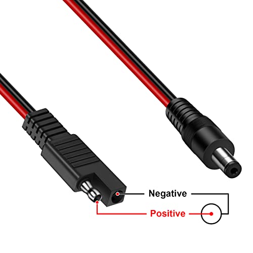 iGreely SAE Plug to DC 5.5mm x 2.1mm Male Cables with SAE Polarity Reverse and DC 8mm Adapter for Automotive RV Solar Panel 14AWG 2ft/60cm