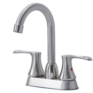 comllen 2 handle 4 inch brushed nickel bathroom faucet, modern camper centerset vanity faucet brushed nickel stainless steel rv lavatory bathroom sink faucets 3 hole