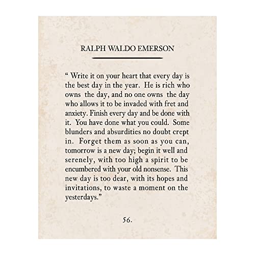 Write It On Your Heart - Motivational Wall Decor Print, Ralph Waldo Emerson Quotes Wall Art For Living Room Decor, Office Decor, and Study Wall Decorations. Unframed Poetry Wall Art Print- 8x10”