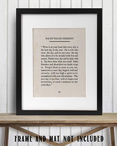 Write It On Your Heart - Motivational Wall Decor Print, Ralph Waldo Emerson Quotes Wall Art For Living Room Decor, Office Decor, and Study Wall Decorations. Unframed Poetry Wall Art Print- 8x10”