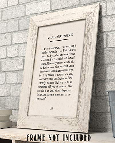 Write It On Your Heart - Motivational Wall Decor Print, Ralph Waldo Emerson Quotes Wall Art For Living Room Decor, Office Decor, and Study Wall Decorations. Unframed Poetry Wall Art Print- 8x10”