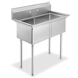 gridmann 2 compartment commercial stainless steel utility sink, nsf certified kitchen prep sink for restaurant, laundry, garage