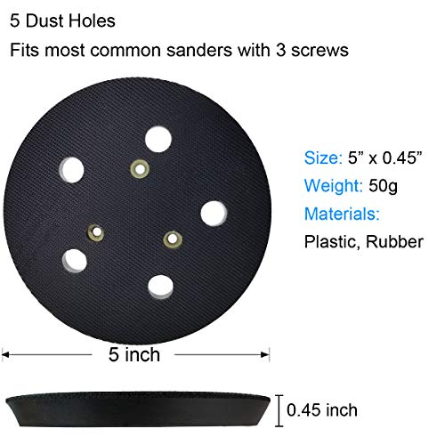 5 Inch 5 Hole Replacement Hook and Loop Sanding Pad For Porter Cable 333 and 333VS Random Orbit Sanders Sander Pad- 1 Pack