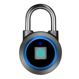 fingerprint padlock, bluetooth lock, mobile app, megafeis smart padlock with keyless biometric, water resistant, suitable for gym, sports, bike, school, fence and storage(blue)