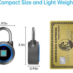 Fingerprint Padlock, Bluetooth Lock, Mobile APP, MEGAFEIS Smart Padlock with Keyless Biometric, Water Resistant, Suitable for Gym, Sports, Bike, School, Fence and Storage(Blue)