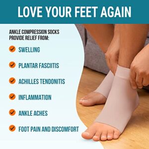 KEMFORD Ankle Compression Sleeve - 20-30mmhg Open Toe Compression Socks for Swelling, Plantar Fasciitis, Sprain, Neuropathy - Brace for Women and Men