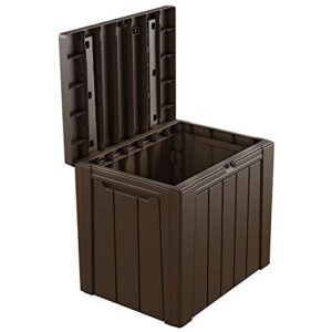 sc classic wood-look design urban 30-gallon outdoor deck box/storage table