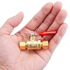 Litorange 2 Pack Lead-Free Brass Mini Ball Valve Shut Off Switch, 1/4 inch Compression by 1/4 Compression Fitting