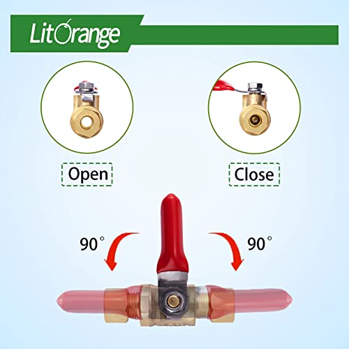 Litorange 2 Pack Lead-Free Brass Mini Ball Valve Shut Off Switch, 1/4 inch Compression by 1/4 Compression Fitting