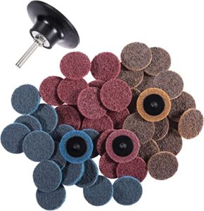 s satc 46pcs sanding discs 2 inch roll lock quick change discs 1pcs 1/4'' holder surface conditioning discs fine medium coarse for die grinder surface strip grind polish burr finish rust paint removal