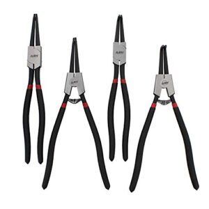 abn extra long snap ring pliers set - 4pc lock ring pliers with 4mm tips for internal and external o and circlip removal