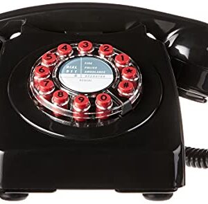 Wild & Wolf 746 Rotary Design Retro Landline Telephone, Black