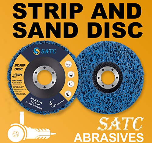 S SATC Strip Discs 5PCS Bule Stripping Wheel 4-1/2" x 7/8" Fit Angle Grinder Clean and Remove Paint Rust and Oxidation