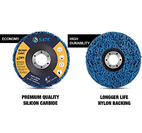 S SATC Strip Discs 5PCS Bule Stripping Wheel 4-1/2" x 7/8" Fit Angle Grinder Clean and Remove Paint Rust and Oxidation