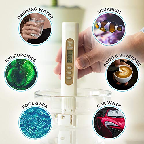 Moor TDS Meter 2-in-1 Digital Tester Pen for Drinking Water, Hydroponics, Coffee, Aquarium, Pool, Hot Tub, Spa, Filtration, RO System - Detect PPM, EC, and Hardness (TDS)