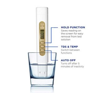 Moor TDS Meter 2-in-1 Digital Tester Pen for Drinking Water, Hydroponics, Coffee, Aquarium, Pool, Hot Tub, Spa, Filtration, RO System - Detect PPM, EC, and Hardness (TDS)