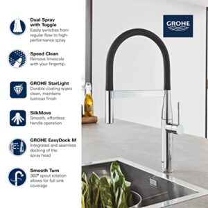 GROHE 30295GN0 Essence Semi-Pro Kitchen Faucet with Pull-Out Sprayer, Brushed Cool Sunrise (Brushed Gold)