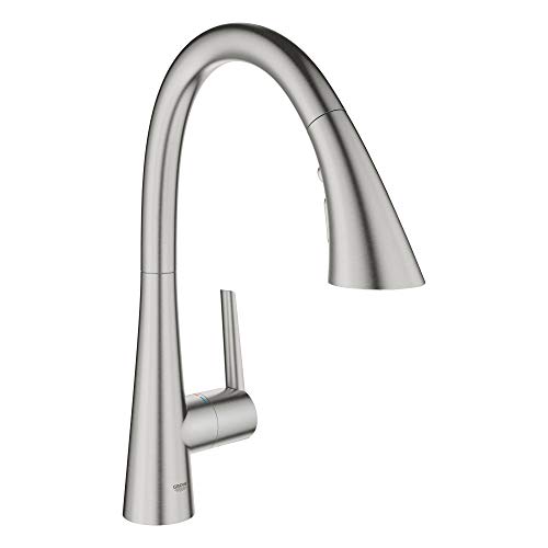 GROHE 32298DC3 Zedra Pull-Down Kitchen Faucet with sprayer Supersteel (Stainless Steel)