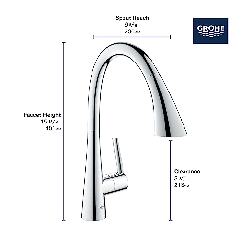 GROHE 32298DC3 Zedra Pull-Down Kitchen Faucet with sprayer Supersteel (Stainless Steel)