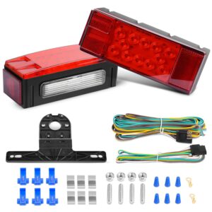 nilight tl-20 2pcs submersible kit low profile rectangular led stop tail turn signal side marker light on 12v rv pickup trucks marine boats trailers, 2 years warranty,red, white, black