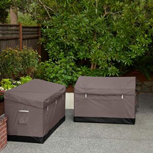 Classic Accessories Ravenna Water-Resistant 162 Gallon Deck Box, Patio Furniture Covers,Dark Taupe