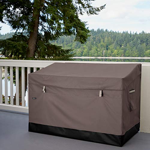 Classic Accessories Ravenna Water-Resistant 162 Gallon Deck Box, Patio Furniture Covers,Dark Taupe