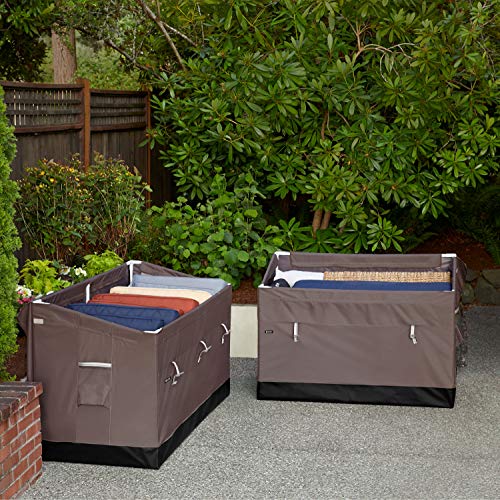 Classic Accessories Ravenna Water-Resistant 162 Gallon Deck Box, Patio Furniture Covers,Dark Taupe