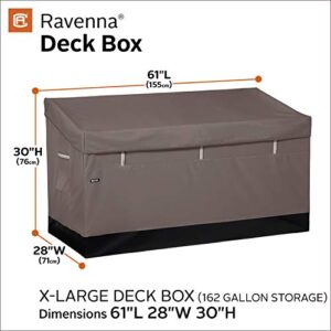 Classic Accessories Ravenna Water-Resistant 162 Gallon Deck Box, Patio Furniture Covers,Dark Taupe