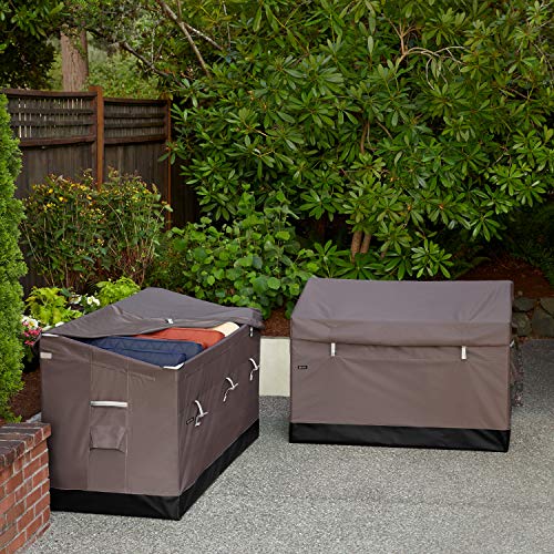 Classic Accessories Ravenna Water-Resistant 162 Gallon Deck Box, Patio Furniture Covers,Dark Taupe