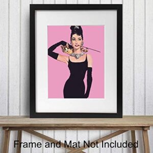 Audrey Hepburn Wall Art, Home Decor - 8x10 Pop Art Poster, Print - Contemporary Modern Room Decorations - Great Gift for Women, Her, Wife, Woman - Unframed PicturePhoto