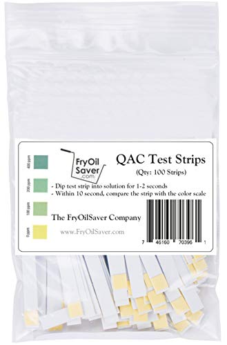 FryOilSaver Co, QAC Test Strips, Restaurant Quaternary Ammonium Sanitizer Test Strips, 0-400 ppm, Multi Quat Strips for Food Service, Quaternary Ammonia Sanitizer Strips, FMP 142-1363, Pack of 100