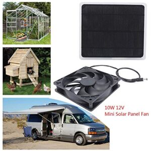 ShareTime Solar Panel Powered Fan Kit IP65 Waterproof 10W 12V Solar Exhaust Fan for Greenhouse, Chicken House, Doghouse, Pet Houses, Shed