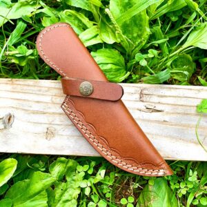 fvlfil 8" long custom handmade leather sheath fits up to 4"-4.5" cutting blade knife