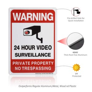 Sheenwang 2-Pack Private Property No Trespassing Sign, video surveillance signs outdoor, UV Printed .040 Mil Rust Free Aluminum 10 x 7 in, Security camera sign for home, Business, Driveway Alert, CCTV