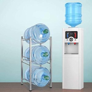 Water Cooler Jug Rack, 3-Tier Water Bottle Storage Rack 5 Gallon Detachable Heavy Duty Water Bottle Shelf for Home Office Kitchen Organization Silver