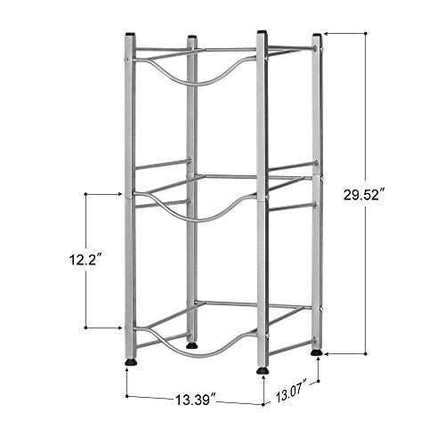 Water Cooler Jug Rack, 3-Tier Water Bottle Storage Rack 5 Gallon Detachable Heavy Duty Water Bottle Shelf for Home Office Kitchen Organization Silver