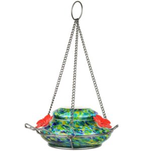 nature's way bird products wwghf7 hand blown spring rain illuminated hummingbird dish feeder